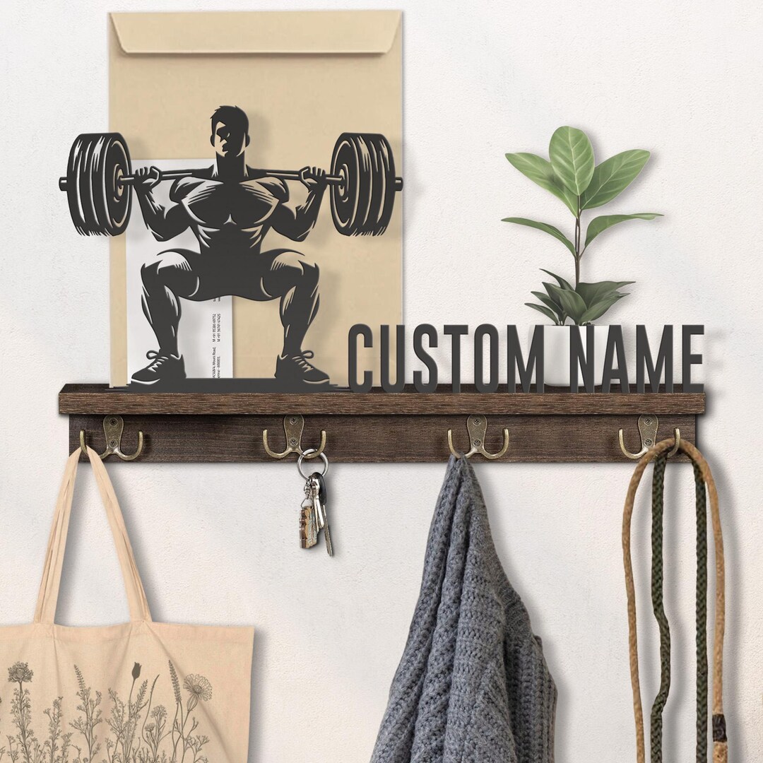 Custom Powerlifting Wooden Shelf Metal Wall Art Personalized ...