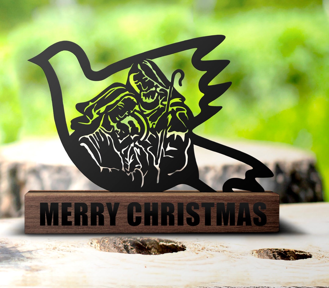 Custom Nativity Scene Christmas Desk Name Plate Wedge Personalized ...