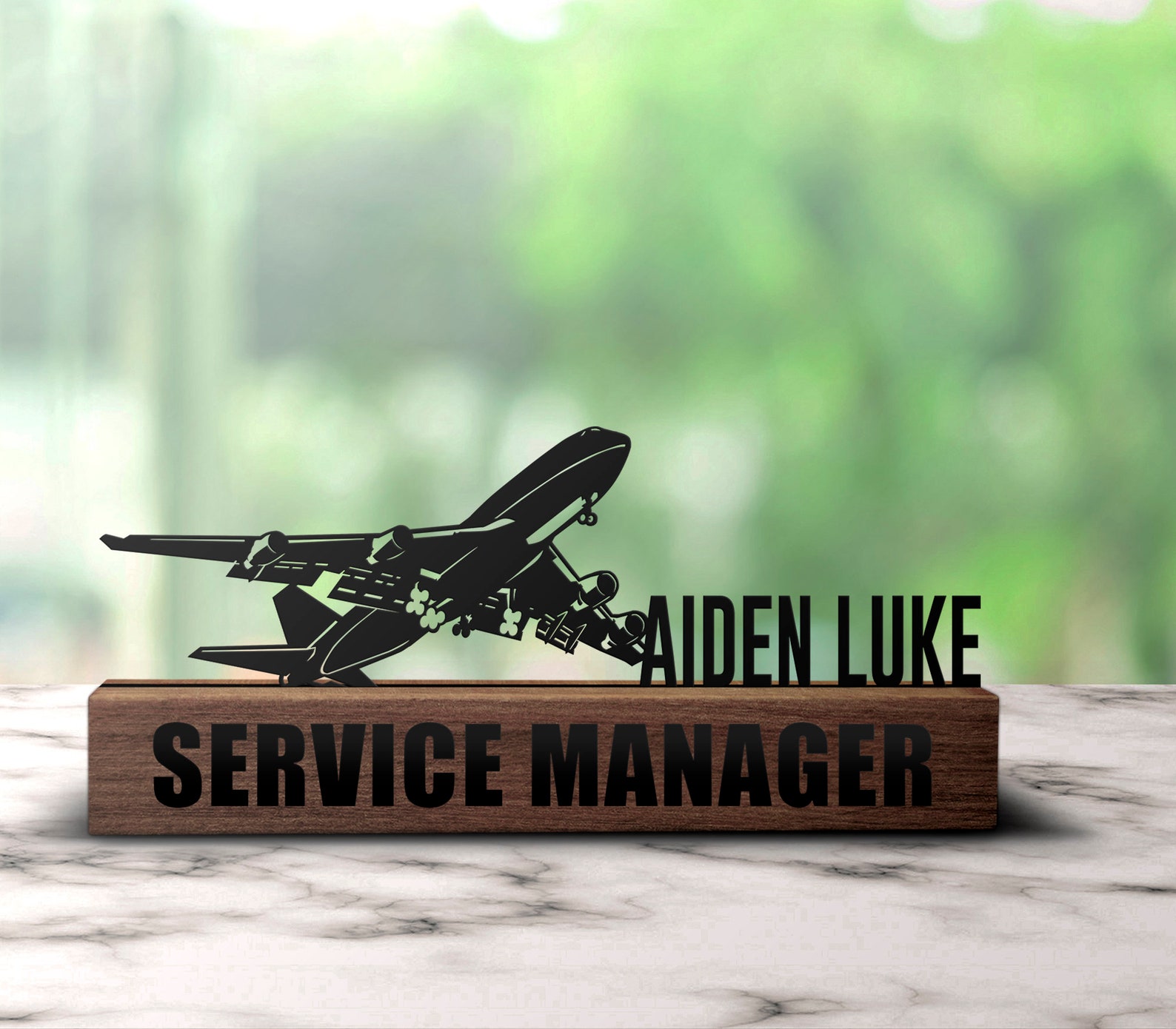 Custom Airplane Desk Name Plate Wedge Personalized Pilot Nameplate ...