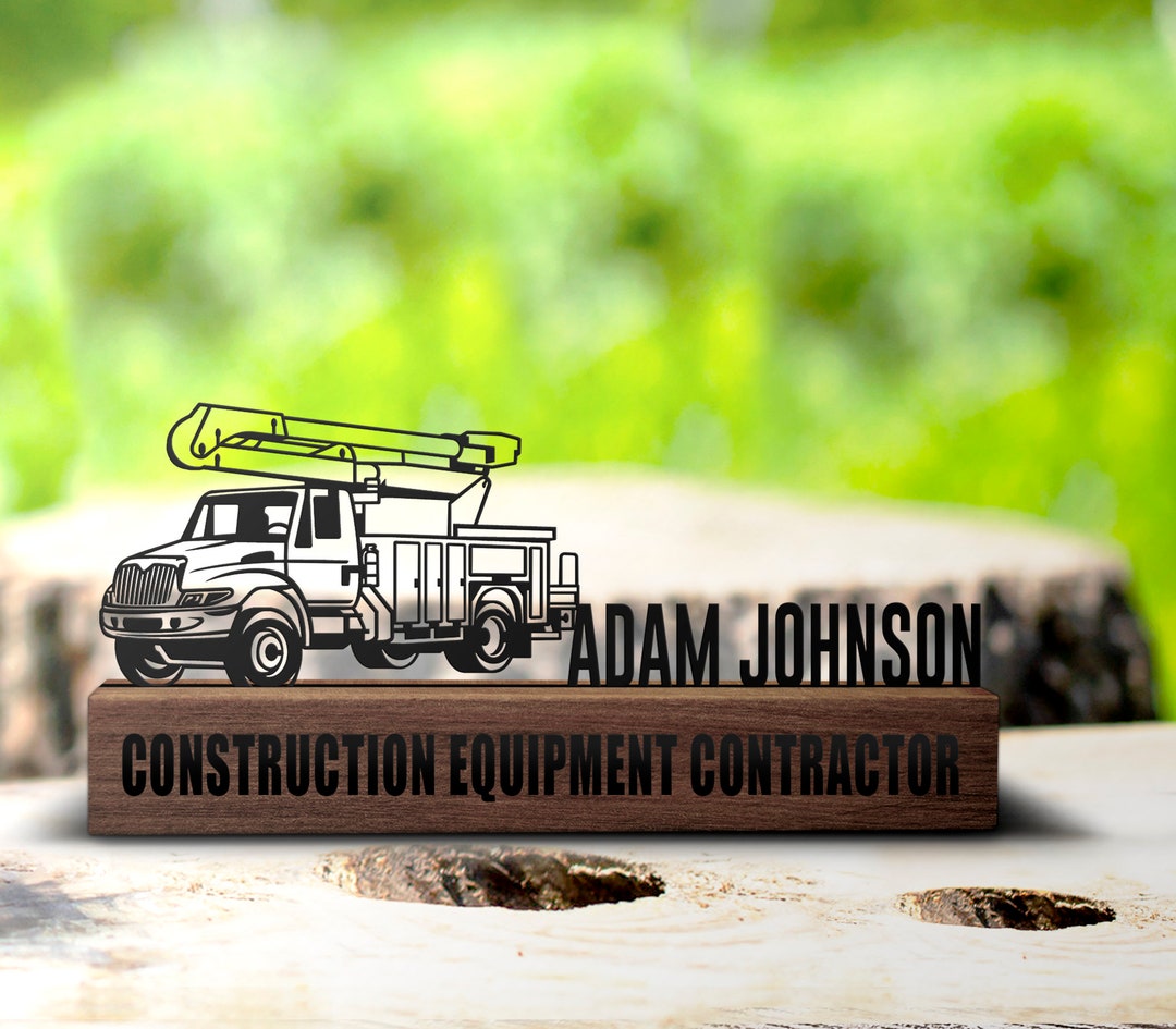 Custom Bucket Truck Desk Name Plate Wedge Personalized Heavy Equipment ...