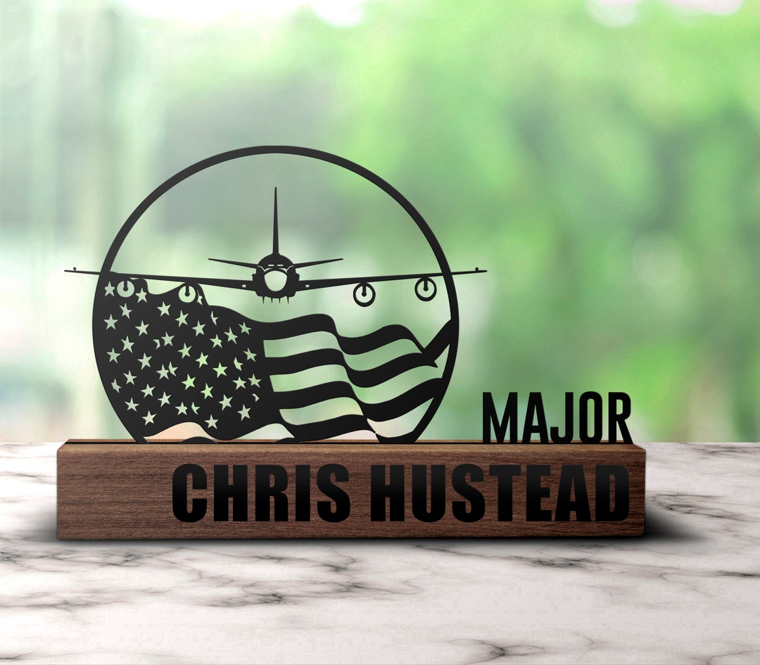 Custom Airplane Desk Name Plate Wedge Personalized Pilot Nameplate ...
