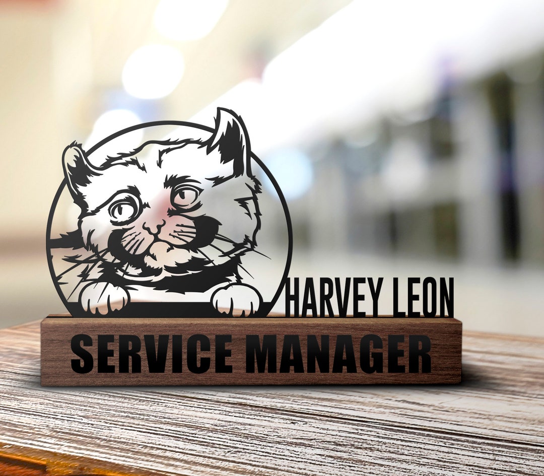 Custom Cute Cat Desk Name Plate Wedge Personalized Funny Kitten ...