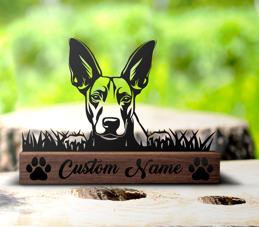 Custom Pharaoh Hound Desk Name Plate Wedge Personalized Peeking Dog ...