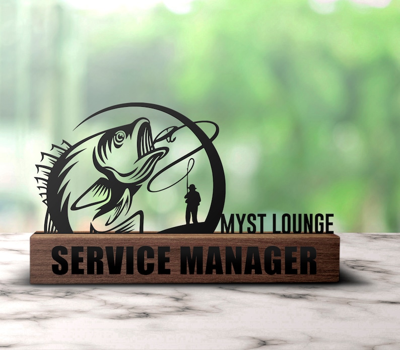 Custom Fishing Desk Name Plate Wedge Personalized Fisher Nameplate ...