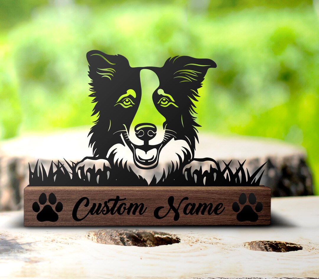 Custom Border Collie Desk Name Plate Wedge Personalized Peeking Dog ...