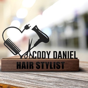 Custom Hair Salon Desk Name Plate Wedge Personalized Hair Stylist ...