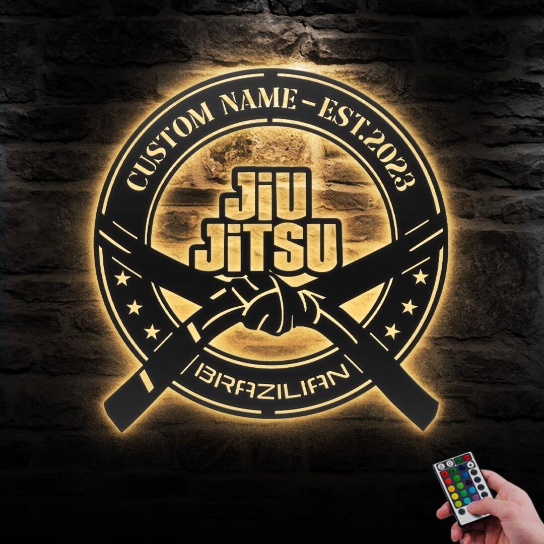 Custom Brazilian Jiu Jitsu Belt Metal Wall Art With LED Light ...