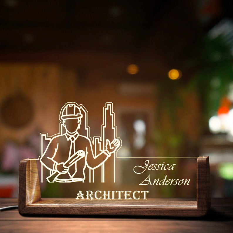 Custom Architect Desk Name Plate Personalized Architecture LED Light ...