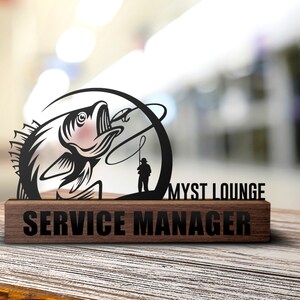 Custom Fishing Desk Name Plate Wedge Personalized Fisher Nameplate ...