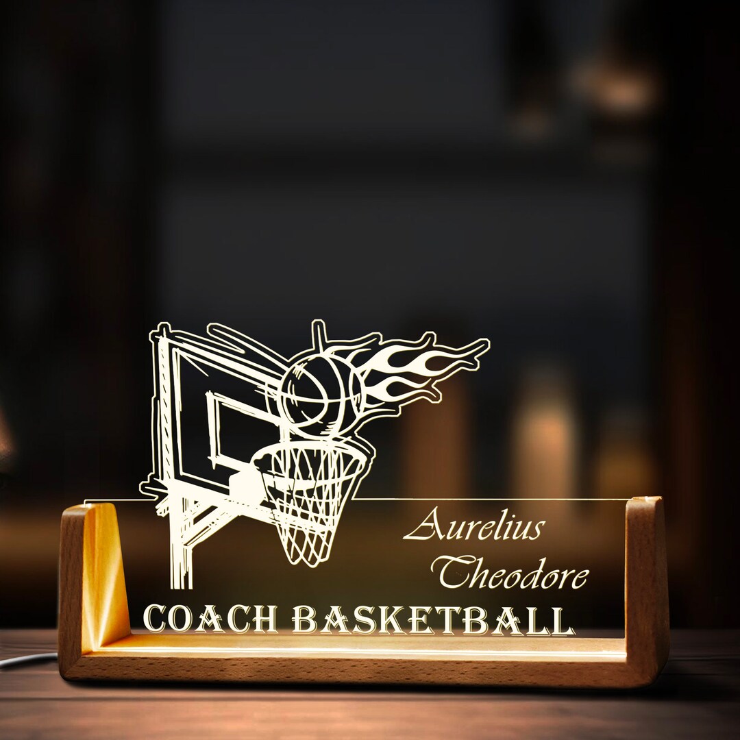 Custom Basketball Coach Desk Name Plate Personalized Coach Gift LED ...