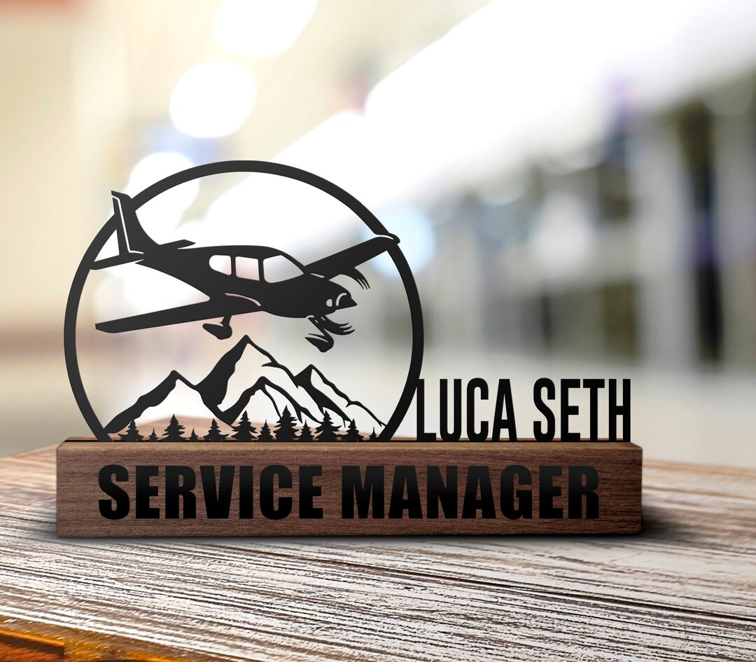 Custom Airplane Desk Name Plate Wedge Personalized Pilot Nameplate ...