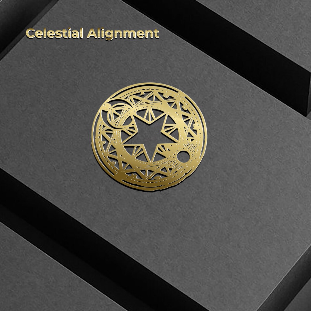 Sun, Moon and Star Celestial Alignment Metallic Sticker, Solar Seal ...