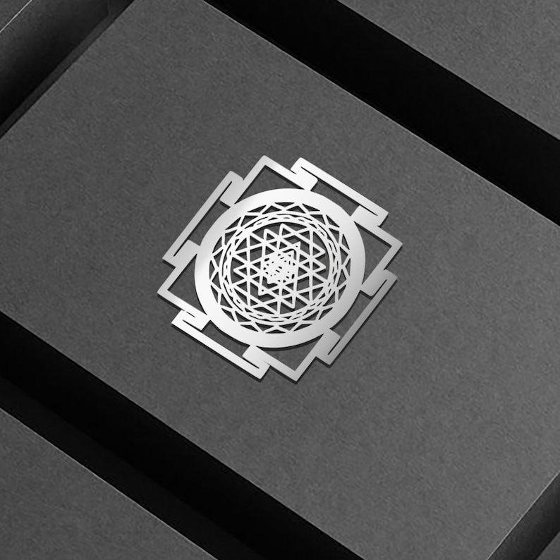 Sri Yantra Lotus Metallic Sticker, Shri Chakra Nickel Sticker Gold and ...