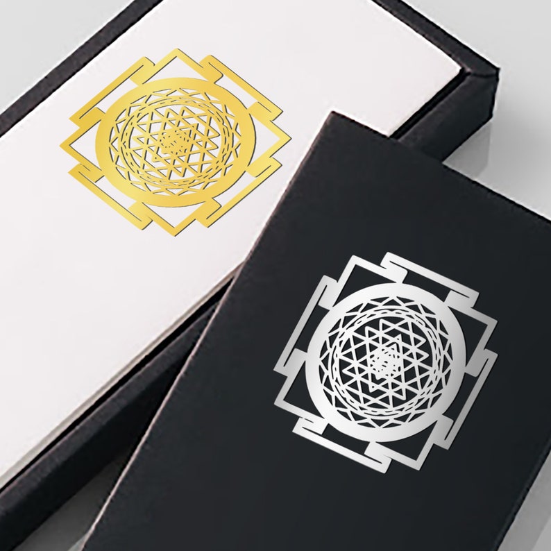 Sri Yantra Lotus Metallic Sticker, Shri Chakra Nickel Sticker Gold and ...