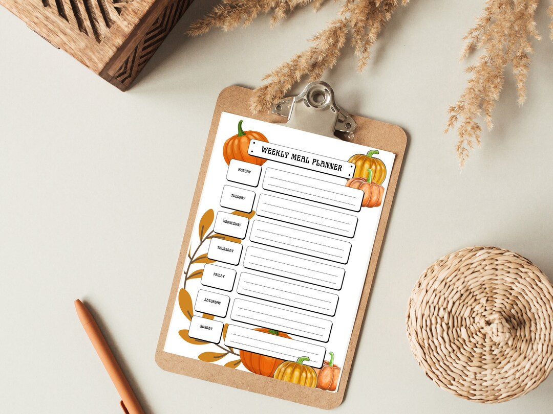 Autumn Menu Planner, Weekly Meal Planner Printable, Meal Prep, Menu ...