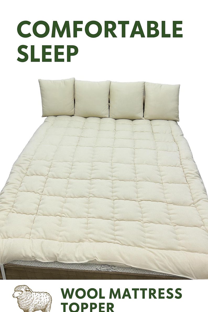 Natural Merino WOOL MATTRESS PAD/ Wool Filled Topper-protector/handmade ...