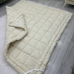 Natural Merino WOOL MATTRESS PAD/ Wool Filled Topper-protector/handmade ...