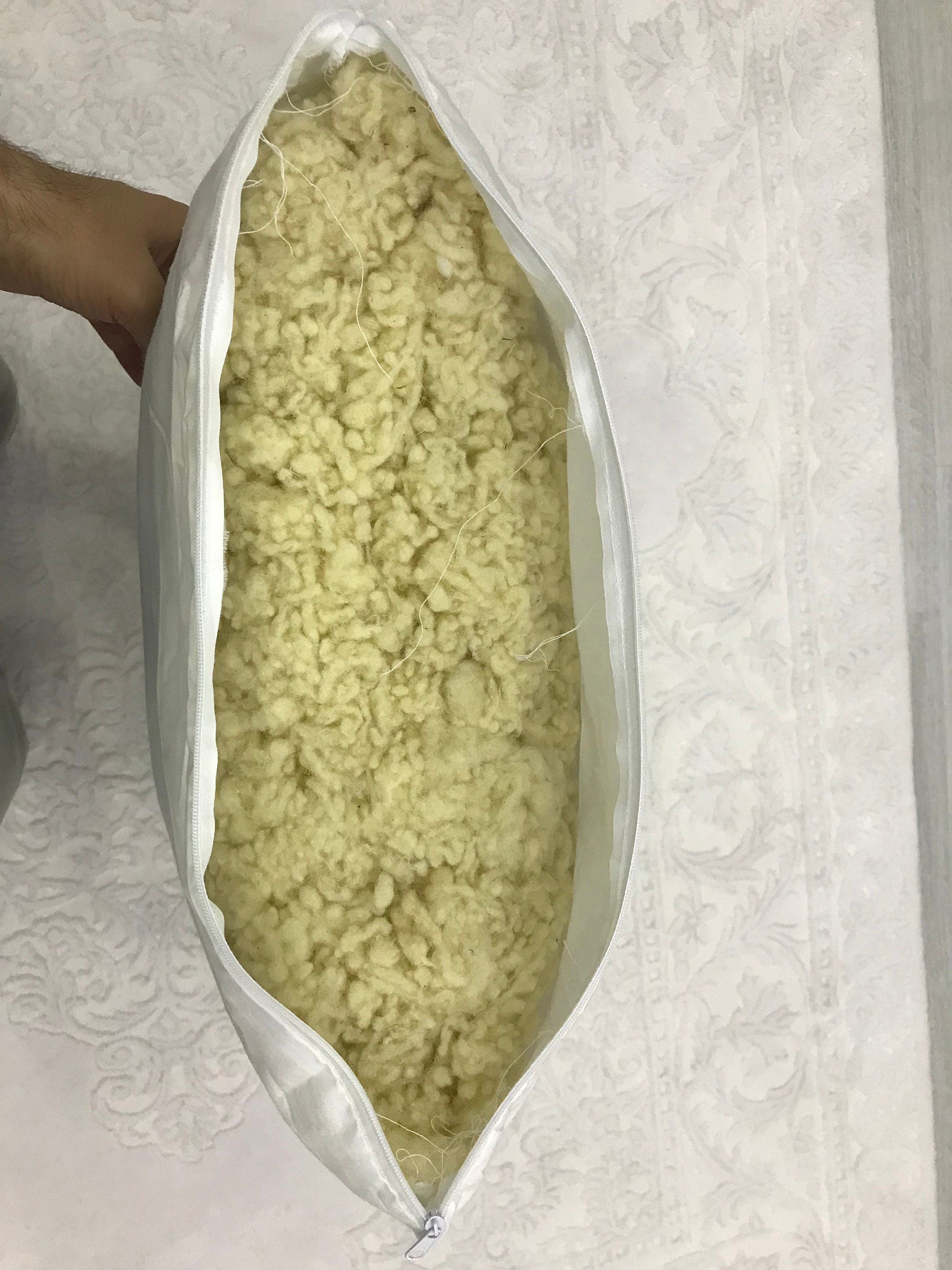 NATURAL %100 WOOL PILLOW/ Handmade Bed Pillow/ Non-chemicals Sleeping ...