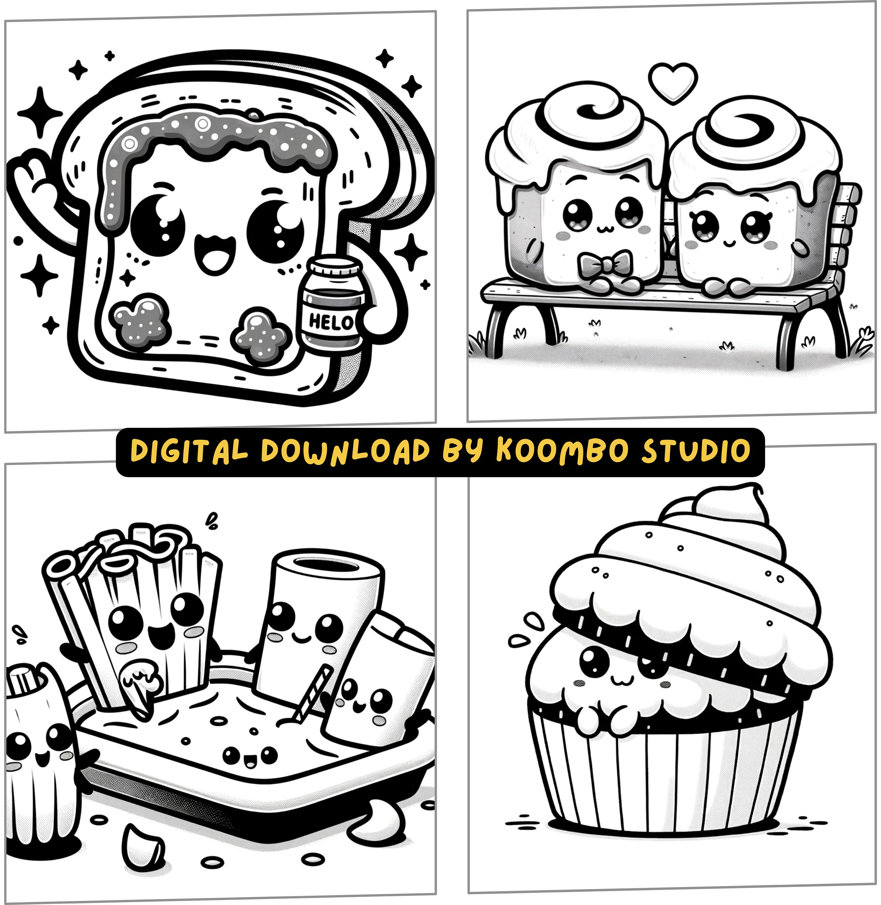 Cute Kawaii Food Coloring Pages for Kids - 30 Fun Printable Pages ...