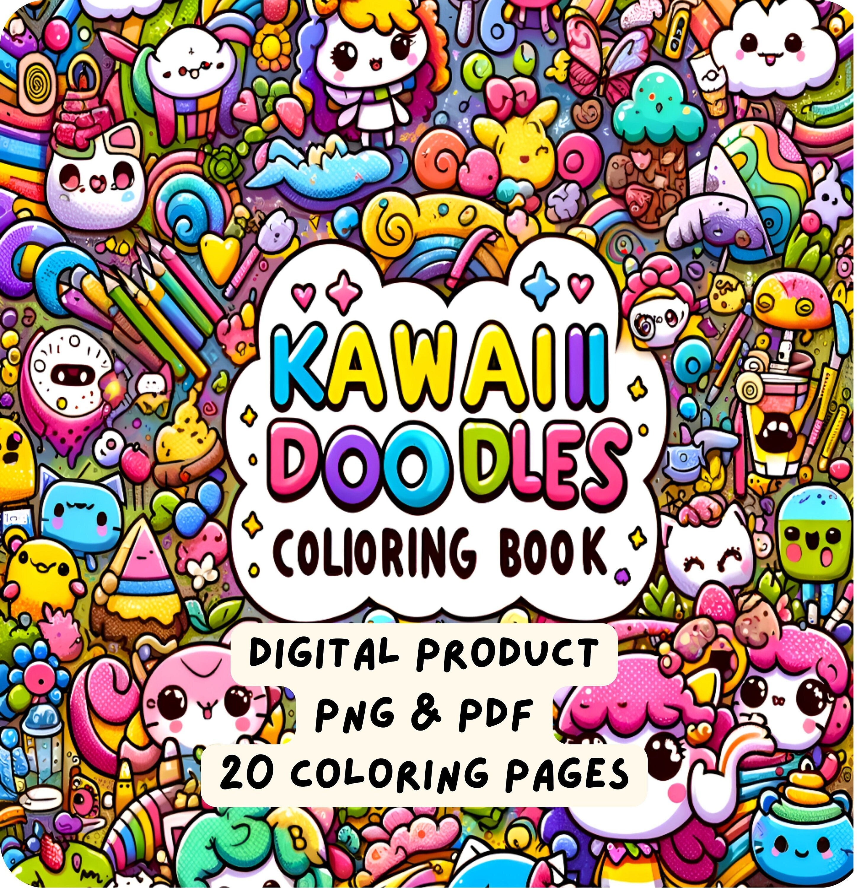 Cute Doodles | Kawaii Coloring Pages | 20 Pages | Cute Coloring Pages ...