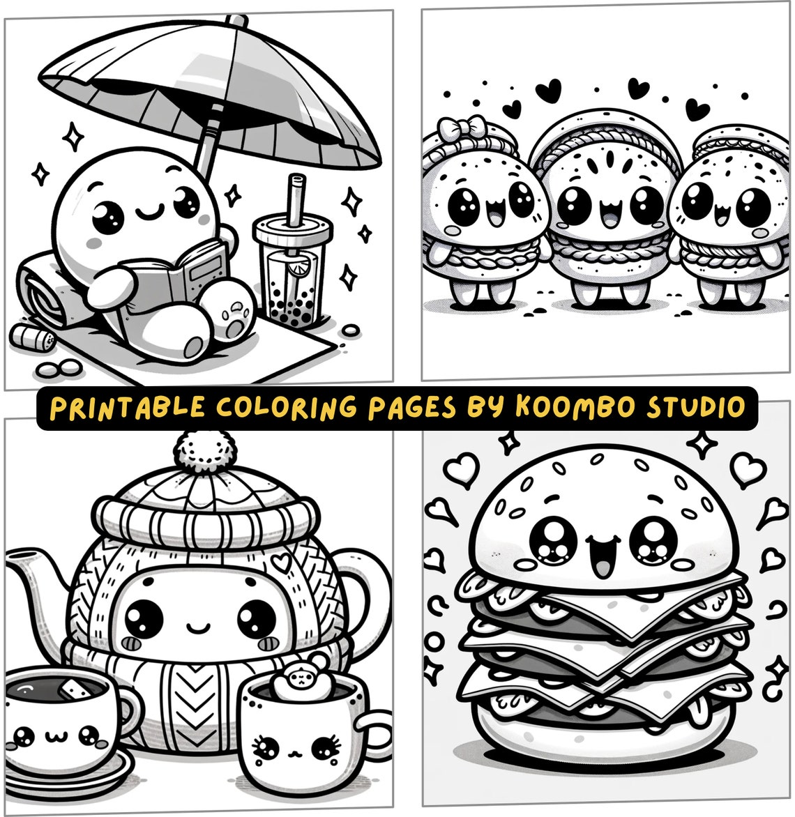Cute Kawaii Food Coloring Pages for Kids - 30 Fun Printable Pages ...