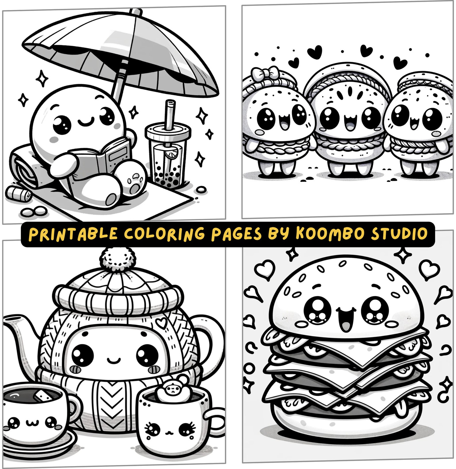 Cute Kawaii Food Coloring Pages for Kids - 30 Fun Printable Pages ...