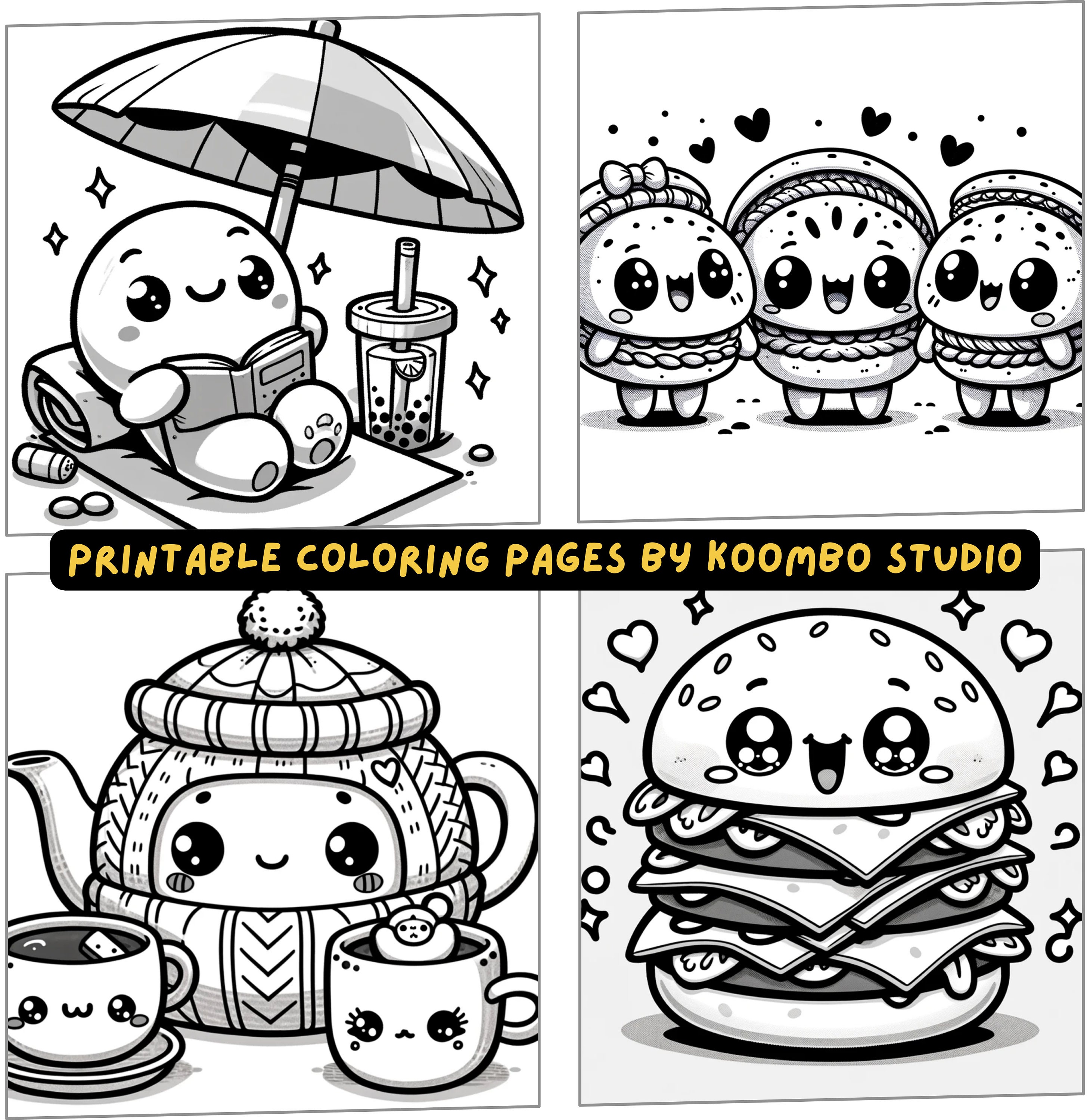 Cute Kawaii Food Coloring Pages for Kids - 30 Fun Printable Pages ...