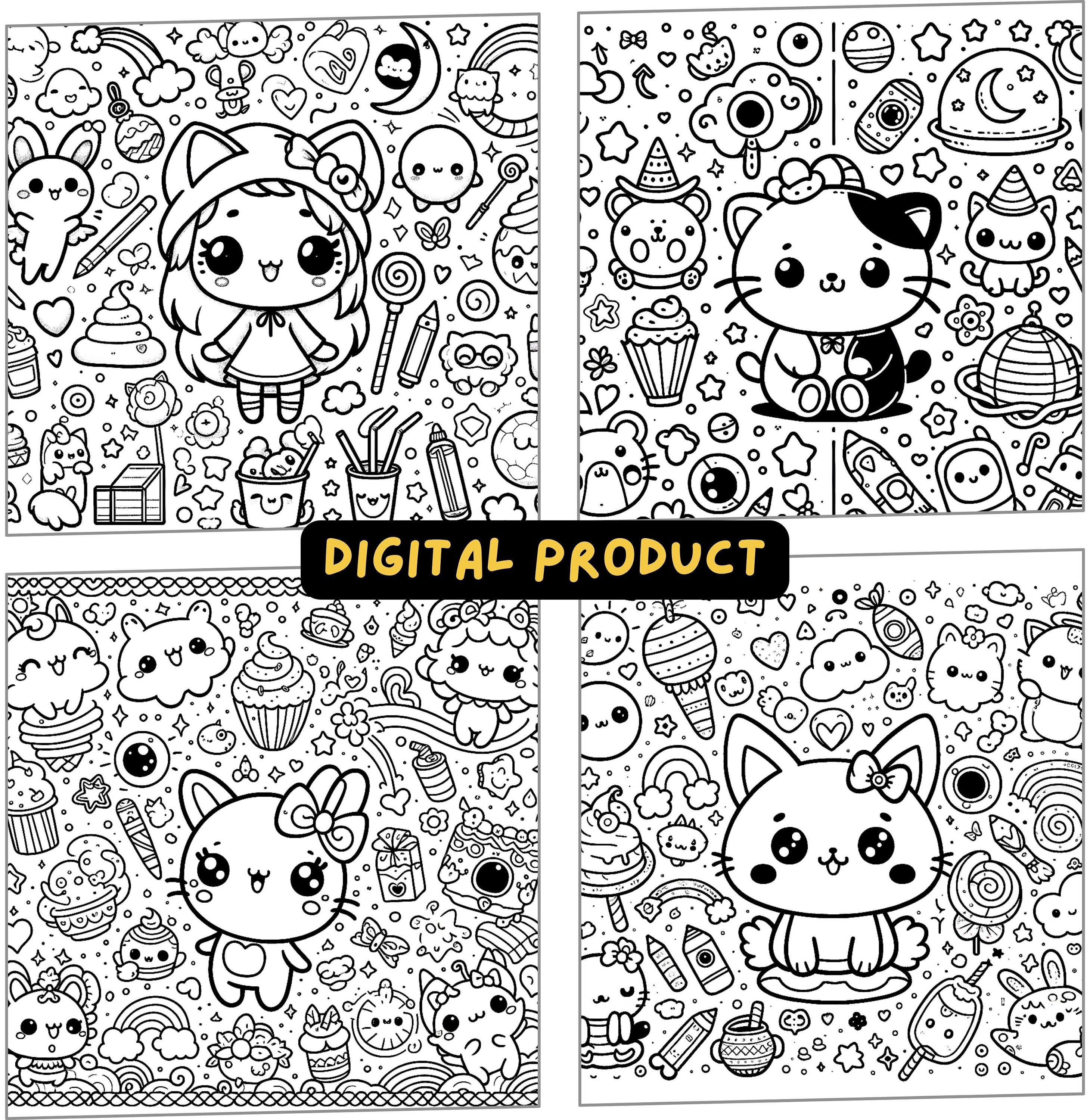 Cute Doodles | Kawaii Coloring Pages | 20 Pages | Cute Coloring Pages ...