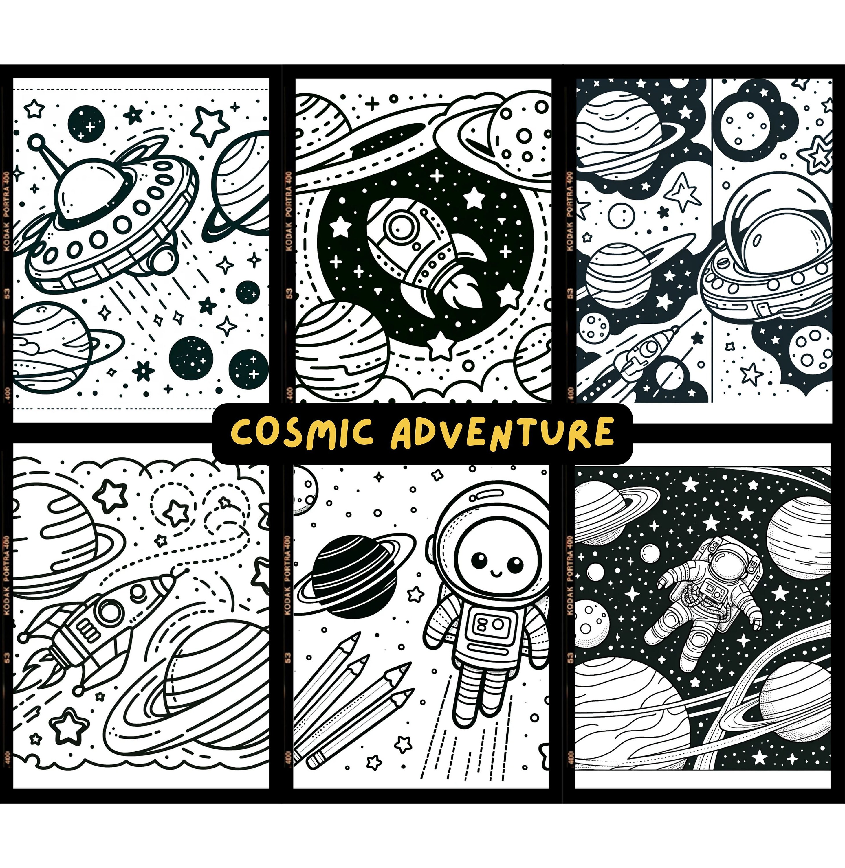 20 Cosmic Adventures Coloring Pages Book, Kids, Adult, Instant Download ...
