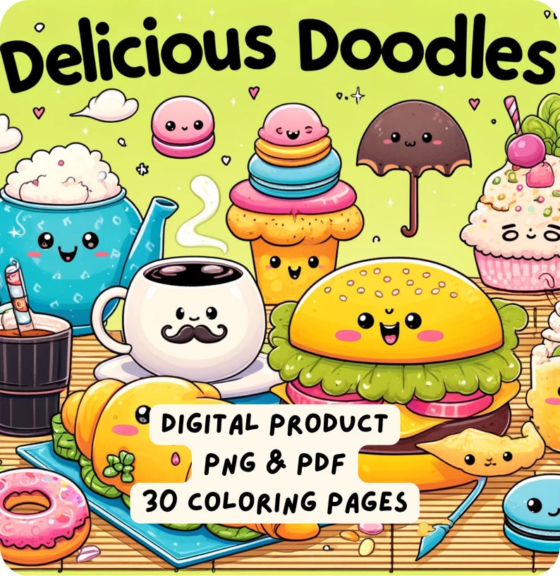 Cute Kawaii Food Coloring Pages for Kids - 30 Fun Printable Pages ...
