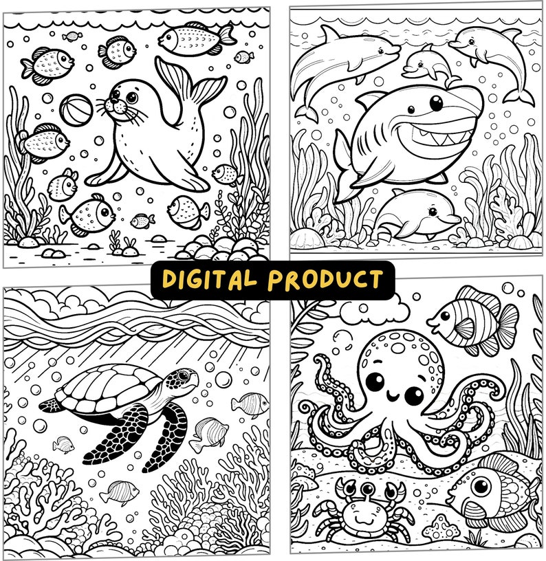 Underwater Adventure Kawaii Coloring Pages 20 Pages Cute Coloring Pages ...