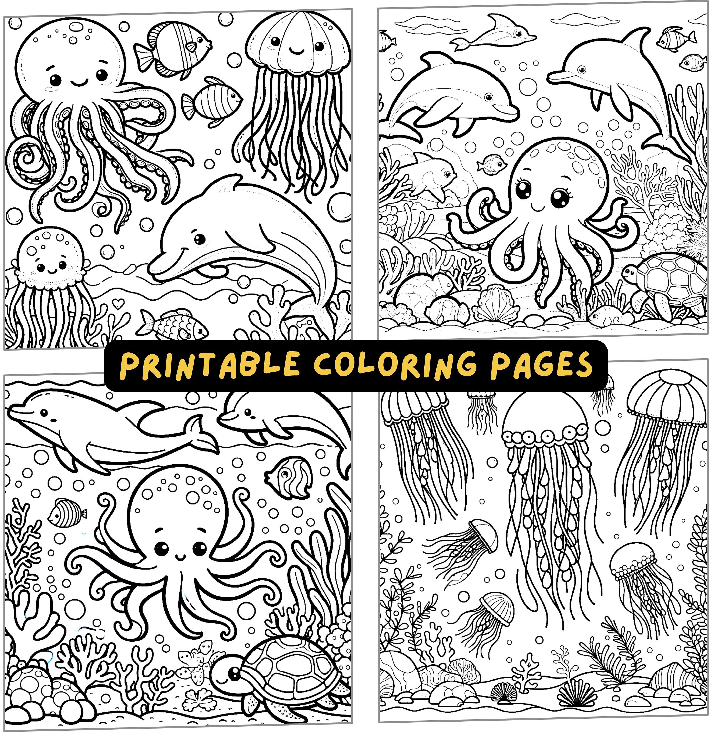 Underwater Adventure Kawaii Coloring Pages 20 Pages Cute Coloring Pages ...