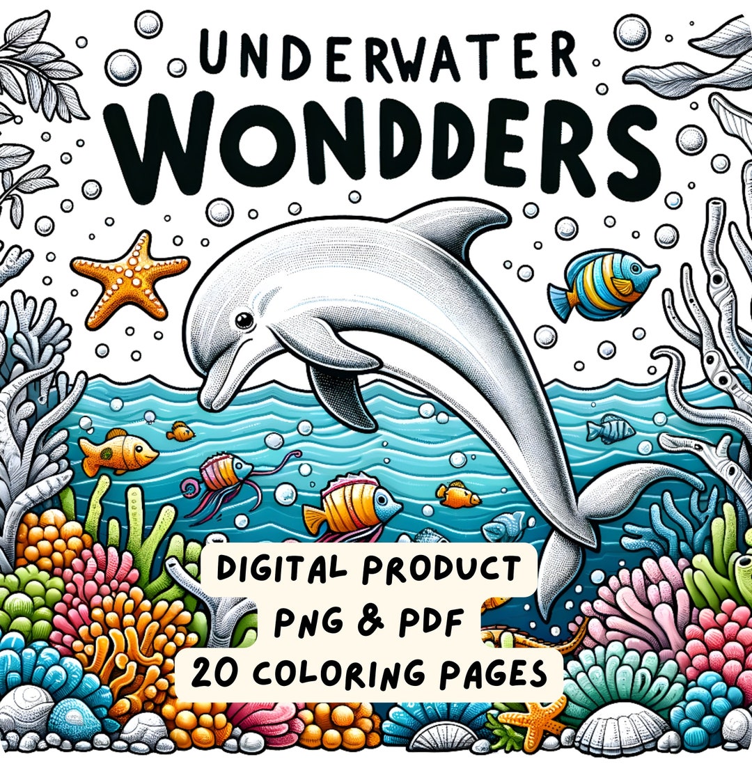 20 Underwater Wonders Coloring Pages Book, Kids, Adult, Instant ...