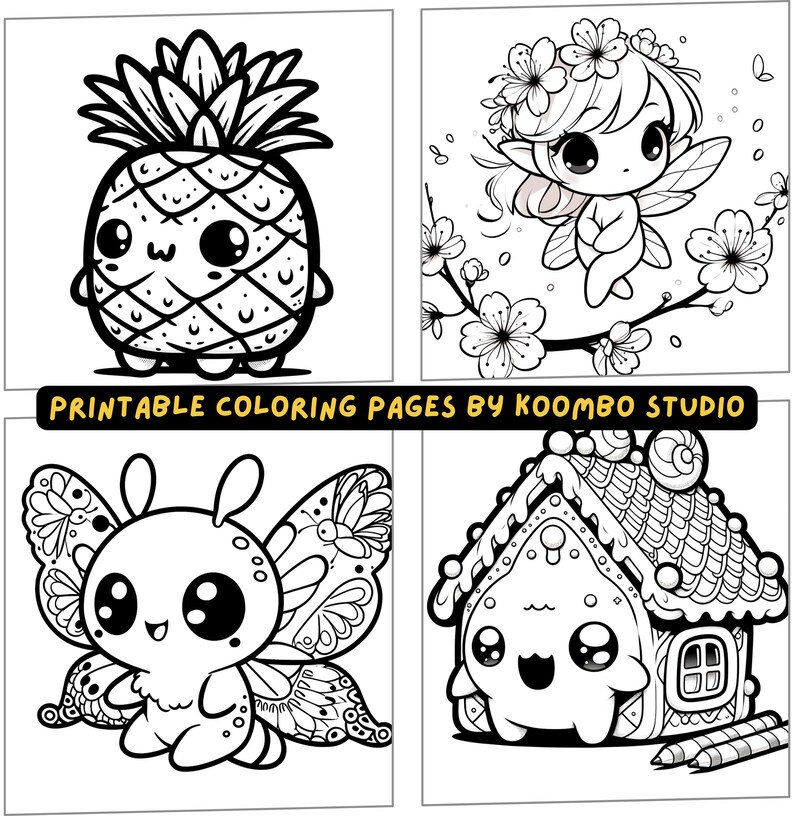 30 Whimsical Tiny Creatures | Cute Kawaii Designs | Printable Coloring ...