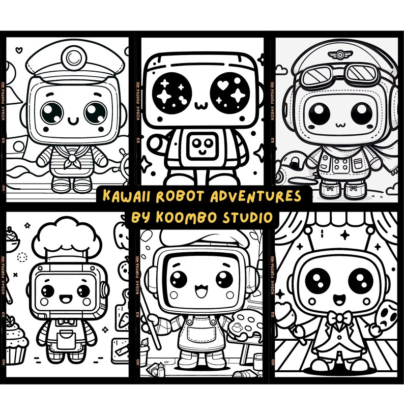 Cute Robot | Kawaii Coloring Pages | 20 Pages | Cute Coloring Pages ...