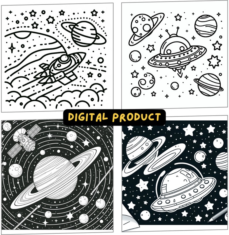 20 Cosmic Adventures Coloring Pages Book, Kids, Adult, Instant Download ...
