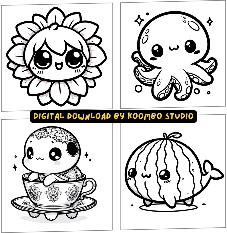 30 Whimsical Tiny Creatures | Cute Kawaii Designs | Printable Coloring ...