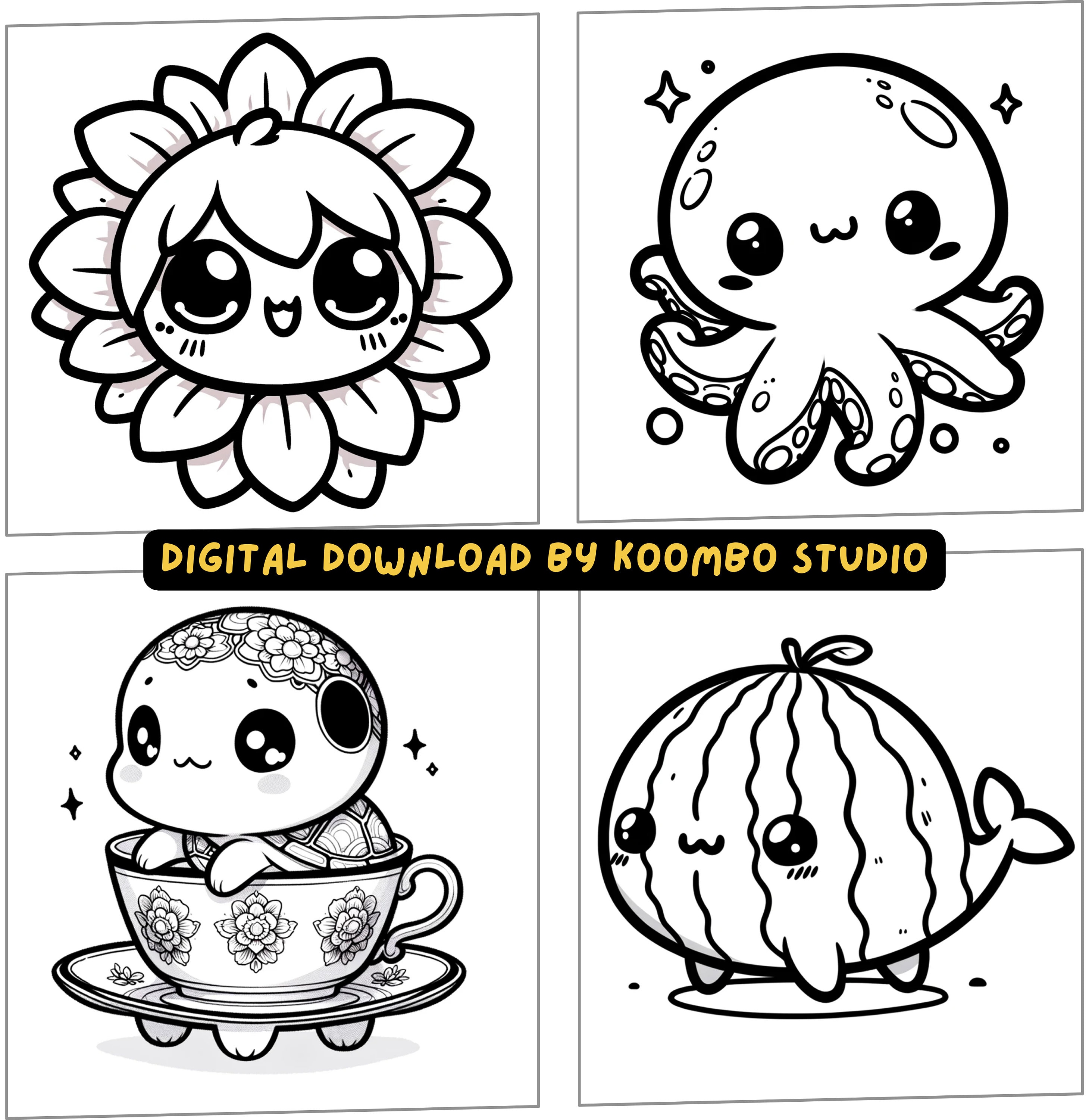 30 Whimsical Tiny Creatures | Cute Kawaii Designs | Printable Coloring ...