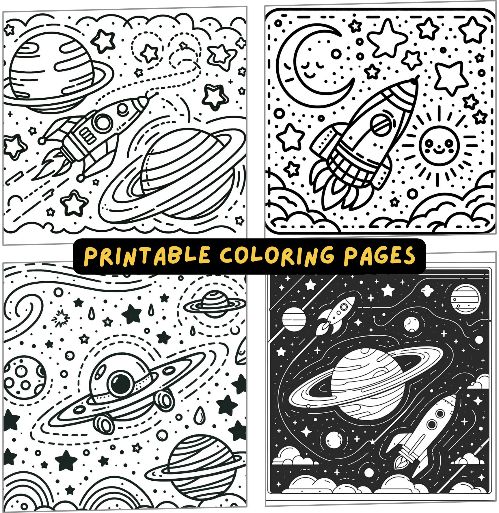 20 Cosmic Adventures Coloring Pages Book, Kids, Adult, Instant Download ...