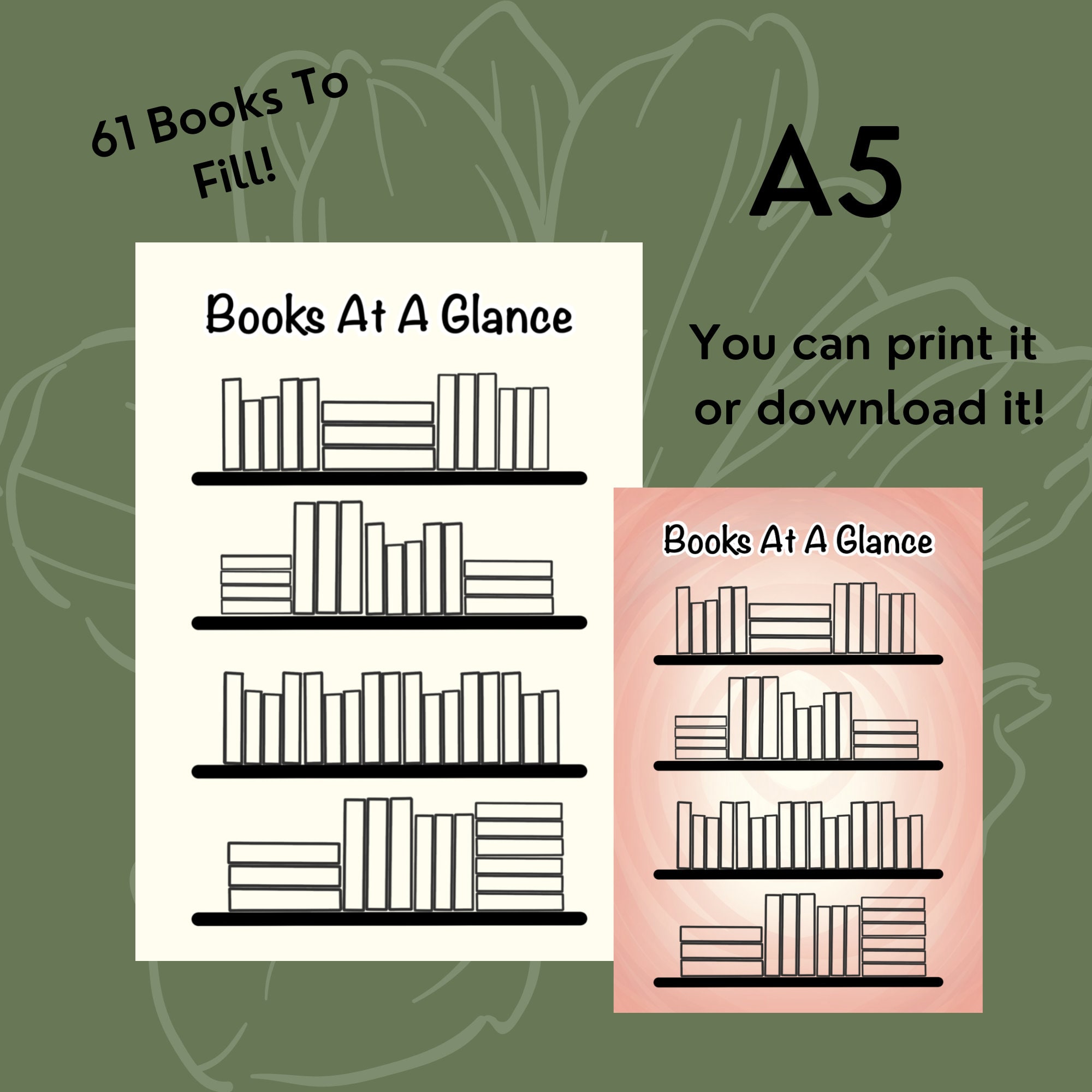 A5 Digital Bookshelf Template - Etsy