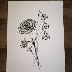 Snowdrop Pen Drawing - Etsy