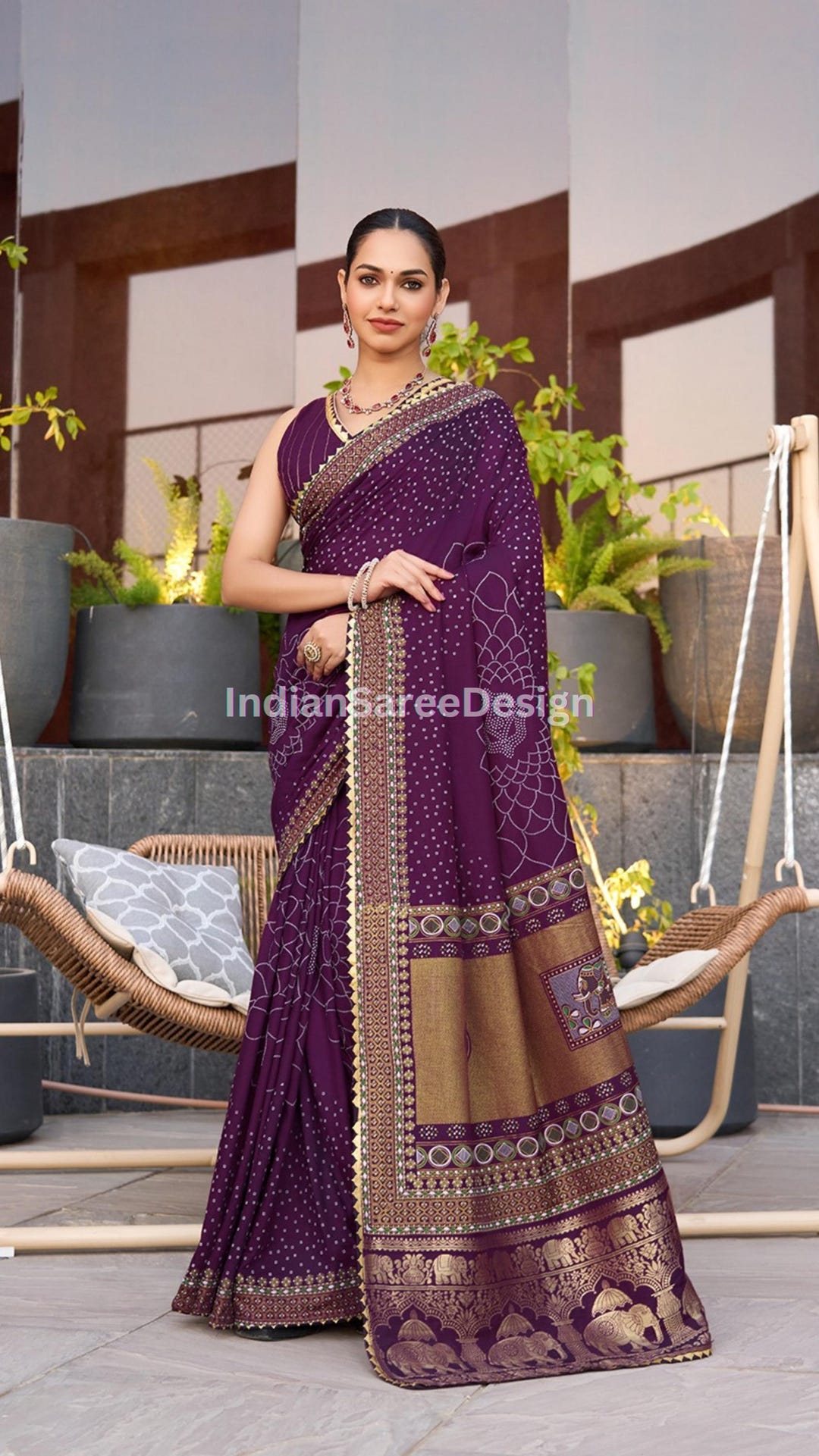 Women's Cotton Silk Wine Color Saree With Lace Border and Designer ...