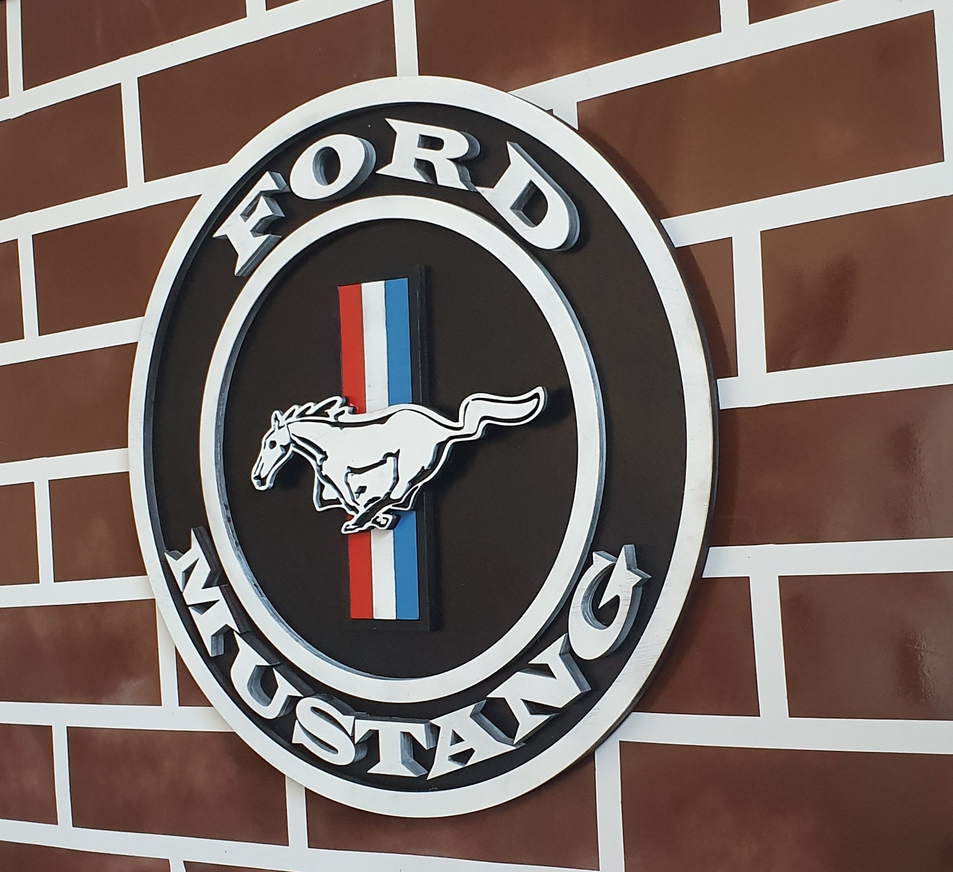Ford Mustang Logo, Wood Mustang Logo, Wooden 3d Logo, Ford Mustang ...