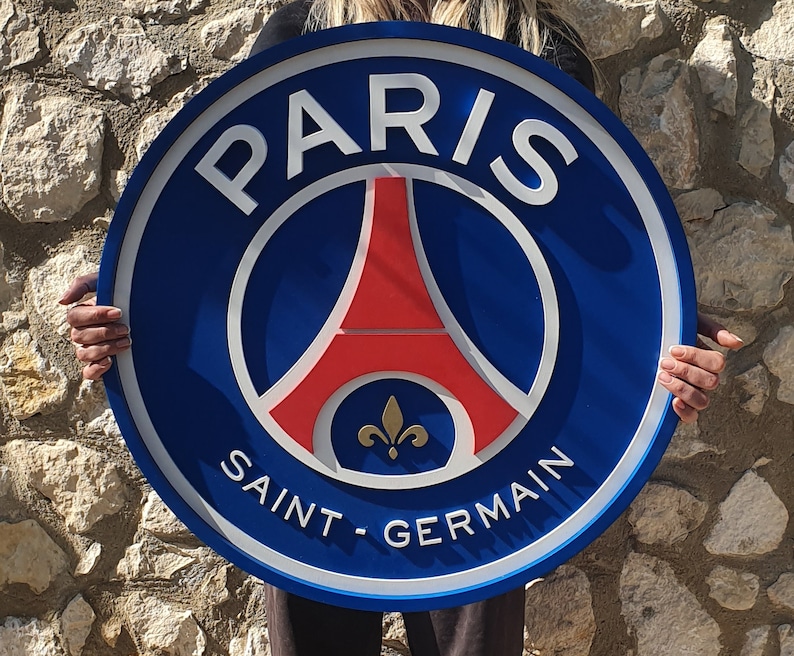 Paris Saint Germain Logo de madera, PSG 3D logo, Cuadro relieve de ...