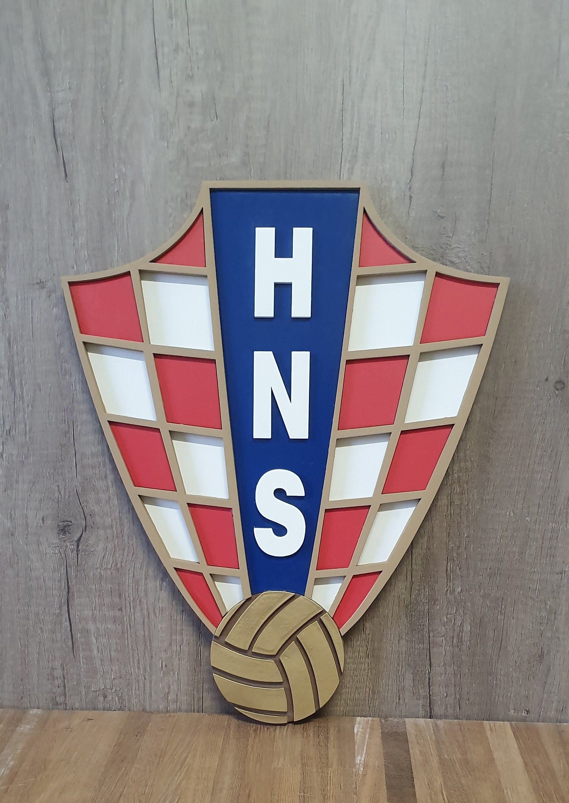 HNS CFF Logo, 3d Logo Croatian Football Federation, HNS 3d Wooden Sign ...