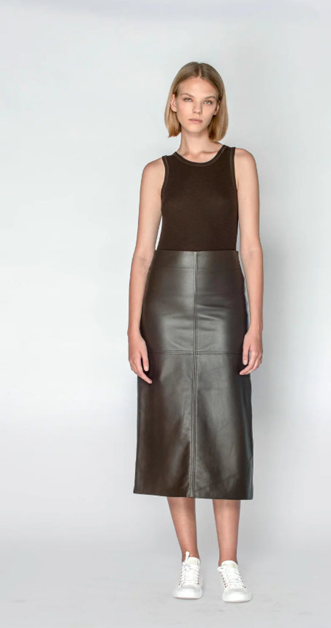 Women Leather Skirt Brown Leather Skirts Long Leather Skirts Etsy