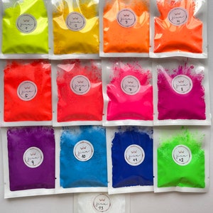 Neon Pigment Powder Mix of Bright Colours, Do It Yourself, Neon Paint ...