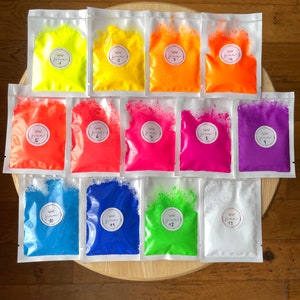 Neon Pigment Powder Mix of Bright Colours, Do It Yourself, Neon Paint ...