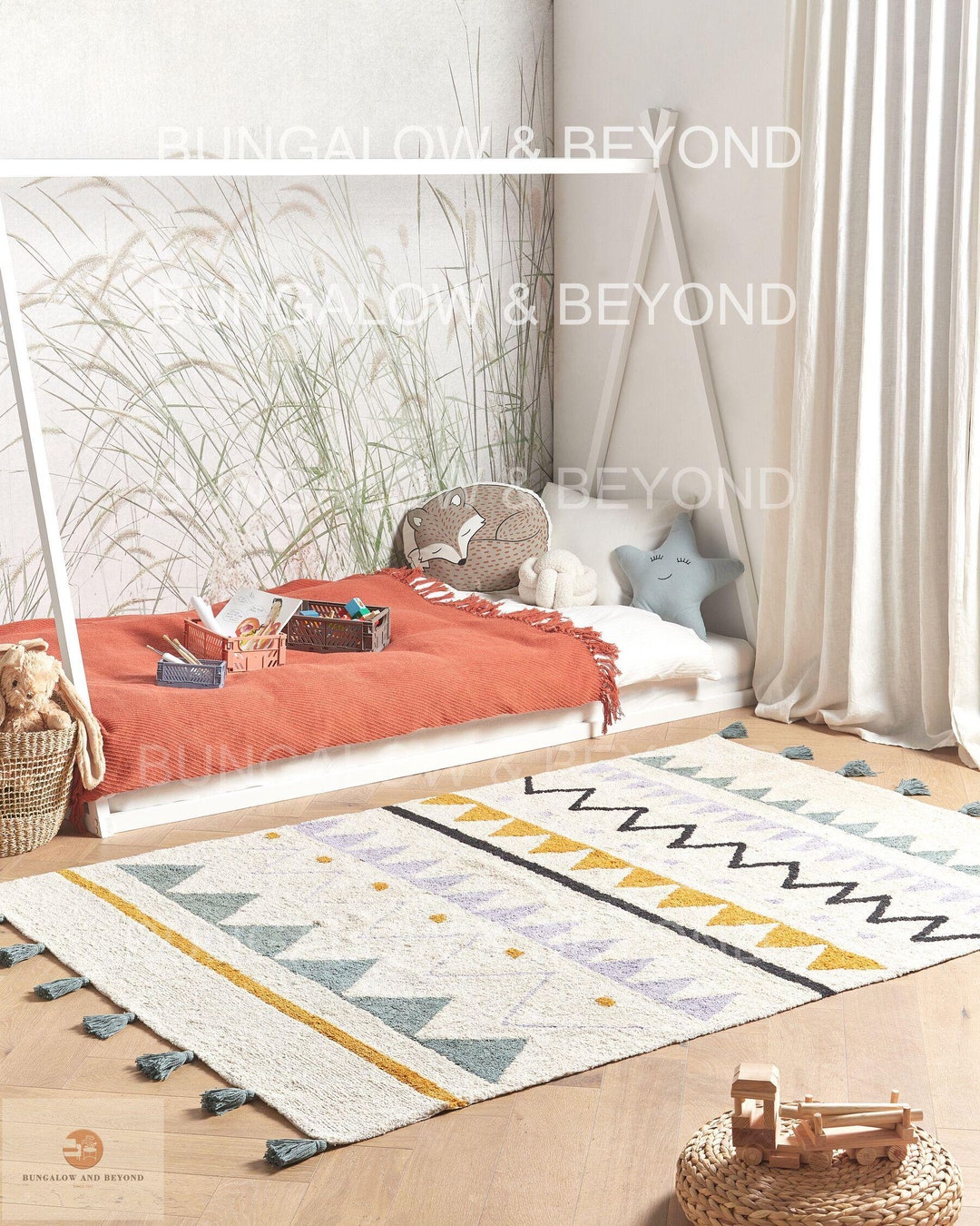 Zig Zag Tufted Rug for Kids Room | Colorful Zig Zag Pattern Small Rug ...