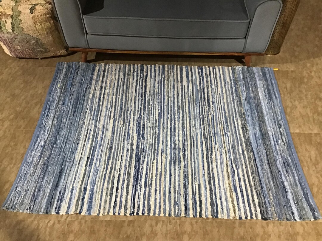 Denim Rug Runner Handmade Recycled Denim Rug for Hallway and Living ...